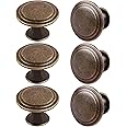 YOIPE Pack of 6 Flat Round Mushroom Shape Drawer Pulls Anique Broze ...