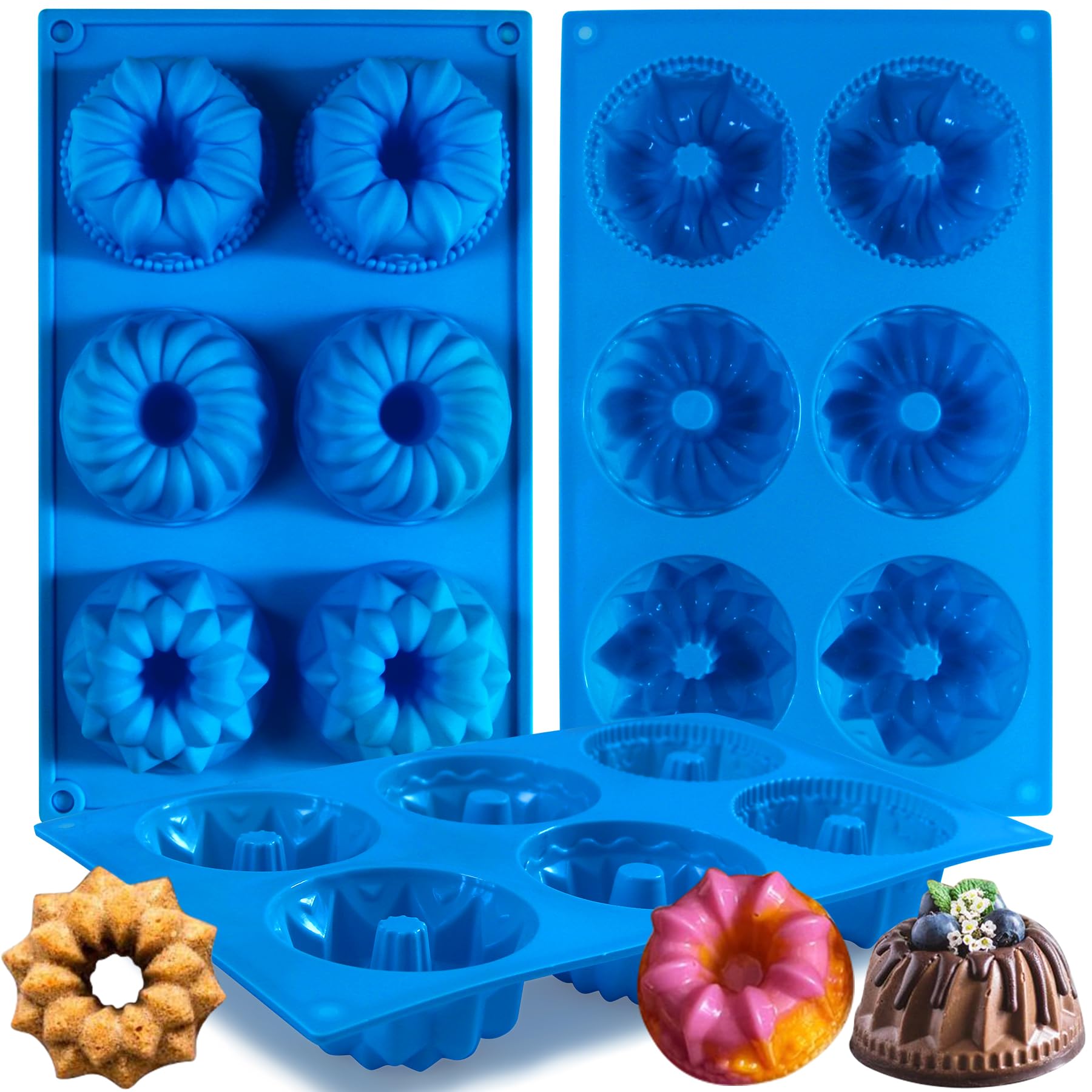 Sidosir Mini Fluted Tube Cake Pan, 6Cavity Heritage Fluted Tube Cake ...