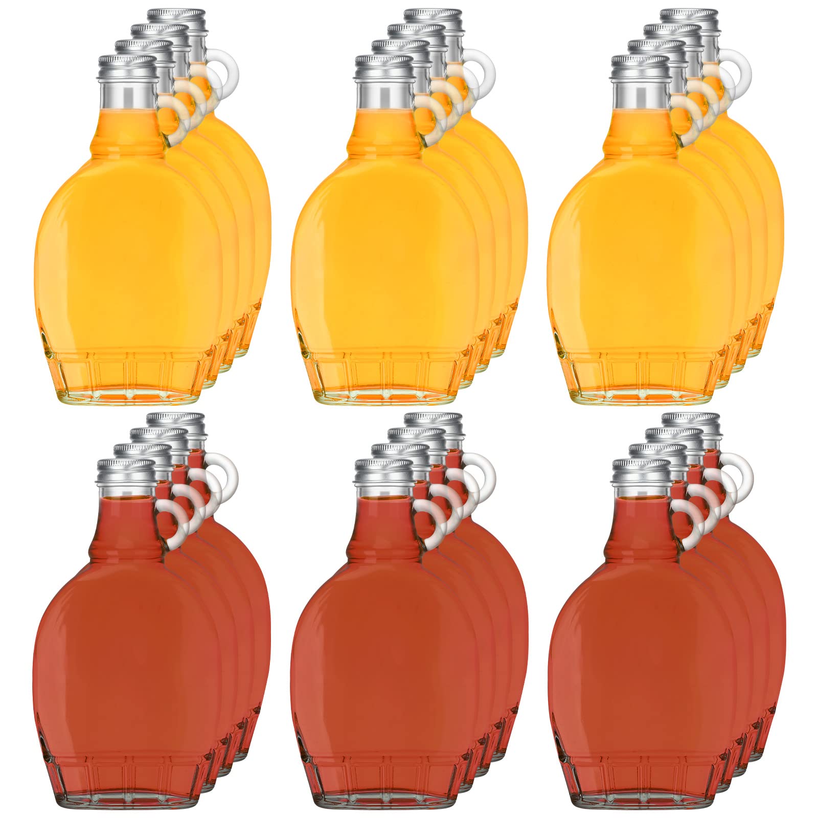 meekoo 24 Pieces 5 oz Glass Syrup Bottles with Aluminum Lid and Loop ...