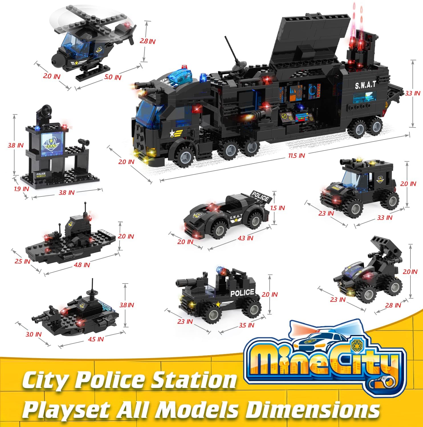 Mua WishaLife 1100 Pieces City Police Station Building Kit, SWAT Mobile ...