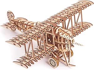 Wood Trick Bi-Plane Toy Kit, Wooden Toy Plane - Mechanical Model Plane ...