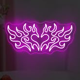 Neon Sign, Cool Red Heart Fire Flame Shape Led Neon Light, Handmade ...