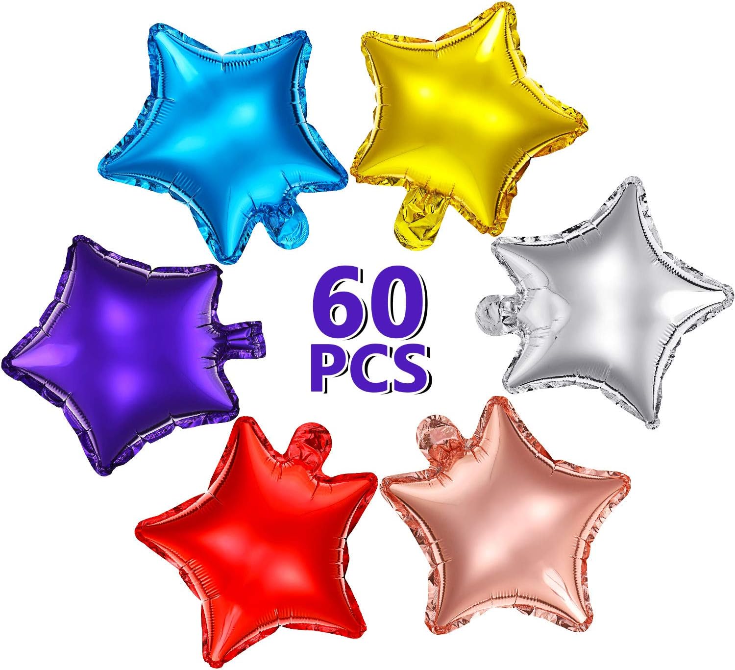60 Pieces Star-shaped Balloons 10 Inch Colorful Star Balloons Star ...