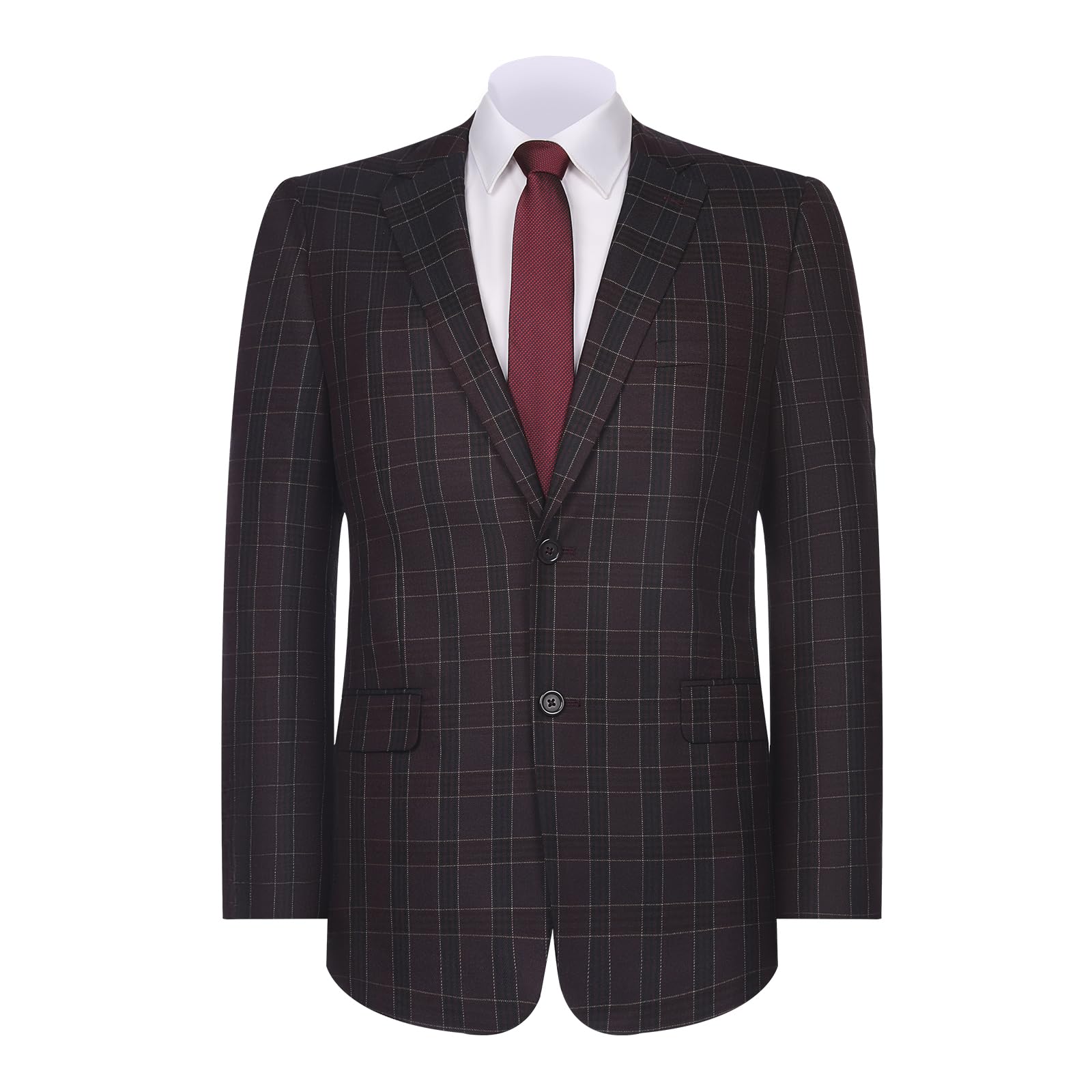 Men's Sports Coat Stylish Classic Fit Plaid Blazer 2 Button Single Breasted Spots Jacket for ...