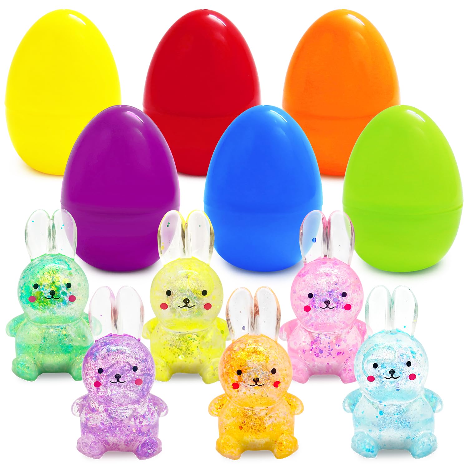 6PCS Easter Eggs with Fidget Bunny for Easter Theme Party Favors ...