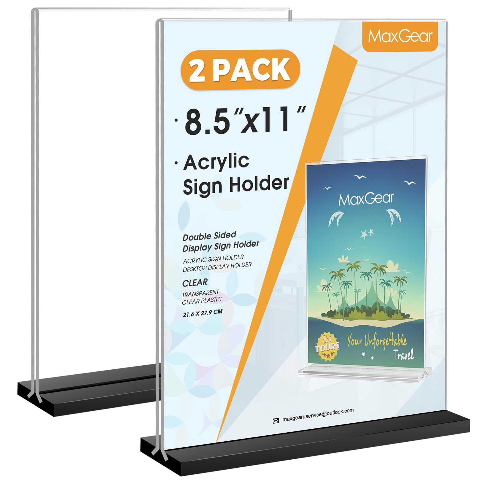 Mua MaxGear Acrylic Sign Holder 8.5x11 Vertical, 2 Pack Double Sided ...