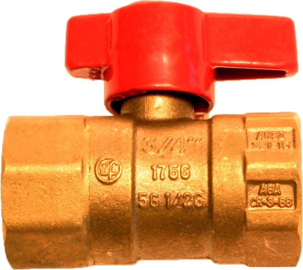 Plumber's Choice 11151 Gas Ball Valve with Threaded Ends, 3/4-Inch FIP ...
