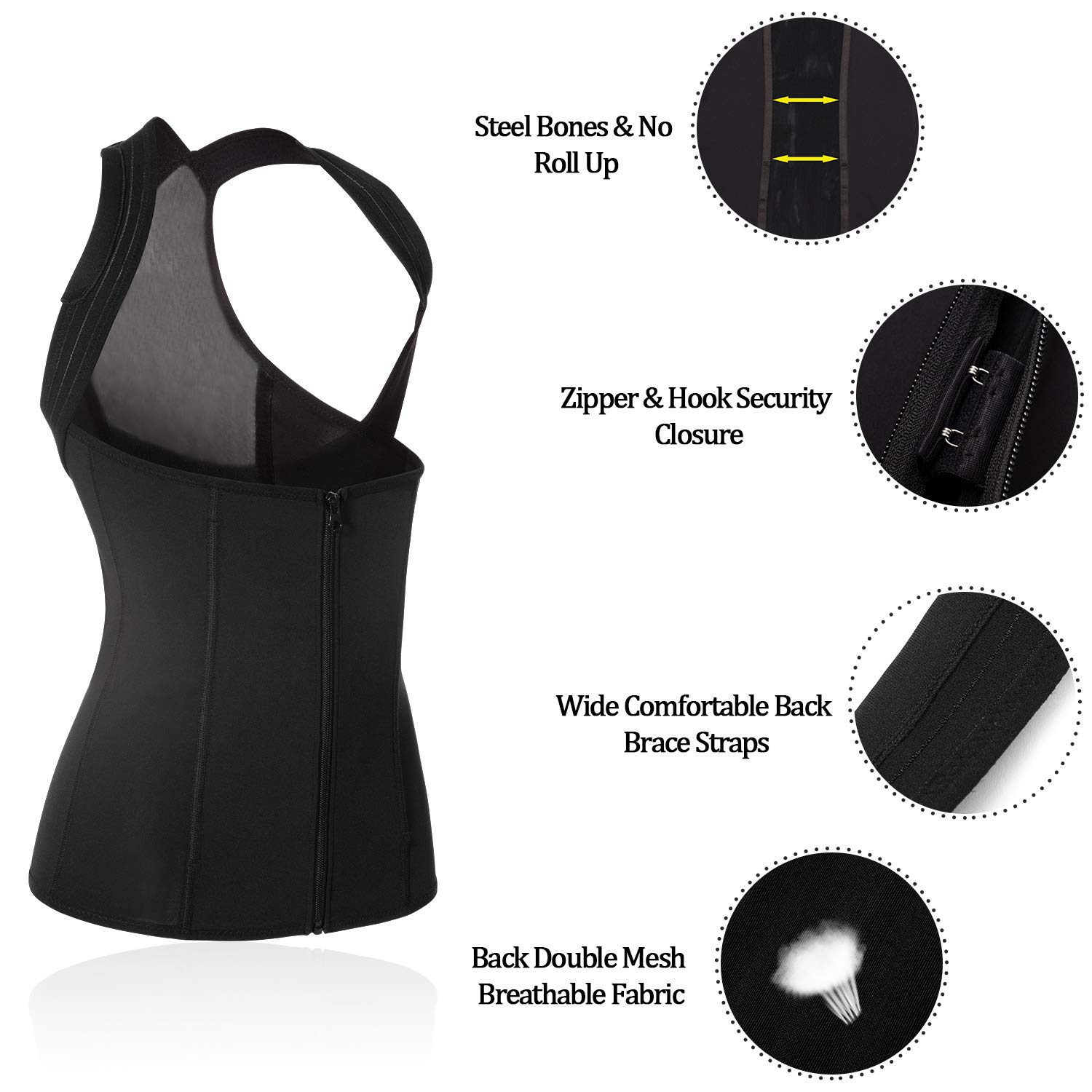 Women Back Braces Posture Corrector Waist Trainer Vest Tummy Control ...