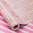 Amazon.com: MAYPLUSS Pink Birthday Wrapping Paper Roll - 17 Inch X 33 Feet - Girly Shiny ...
