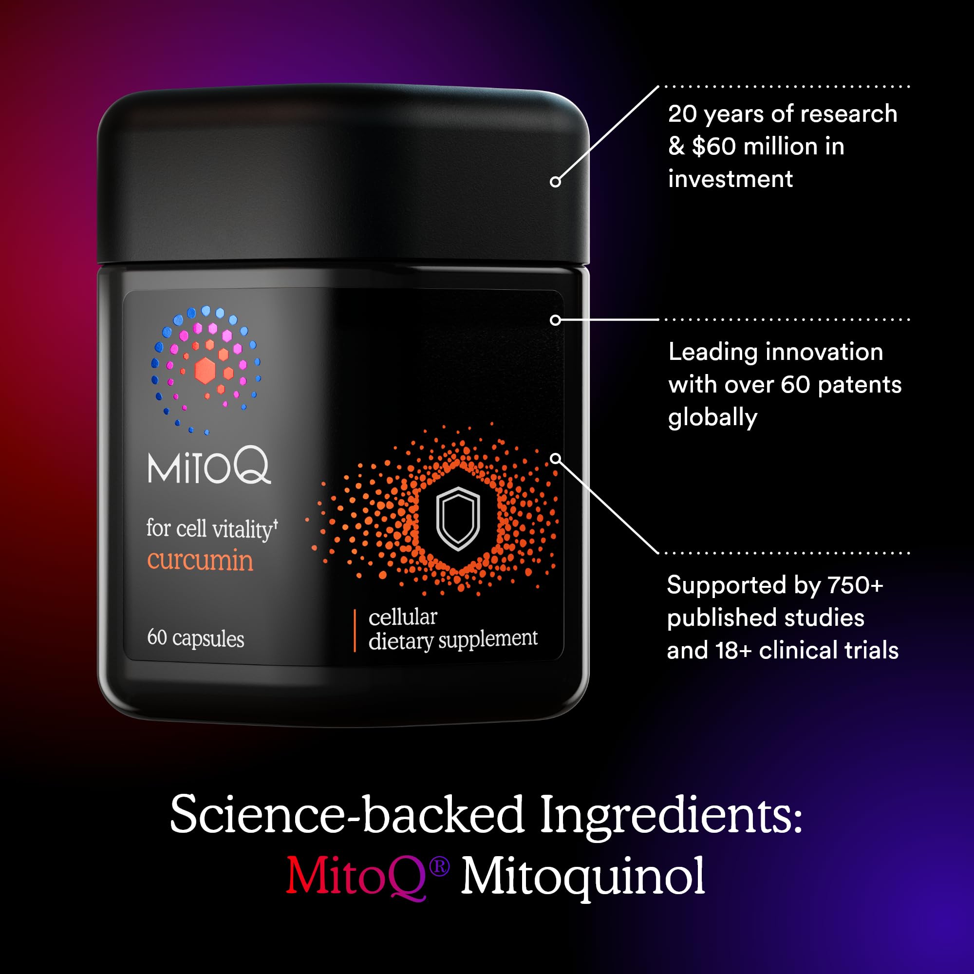 MitoQ Curcumin Advanced CoQ10 Antioxidant - Contains Mitoquinol ...