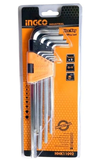 Ingco 9Pcs Hex Allen Key Set Metric Arm Repair Tool - Extra Long ...