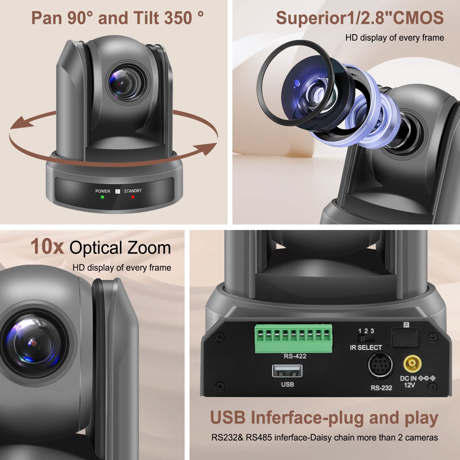 Mua Runpu 10x Optical Zoom PTZ Camera USB Live Streaming Camera Full HD ...