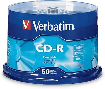 Verbatim CD-R 700MB 80 Minute 52x Recordable Disc - 50 Pack Spindle ...