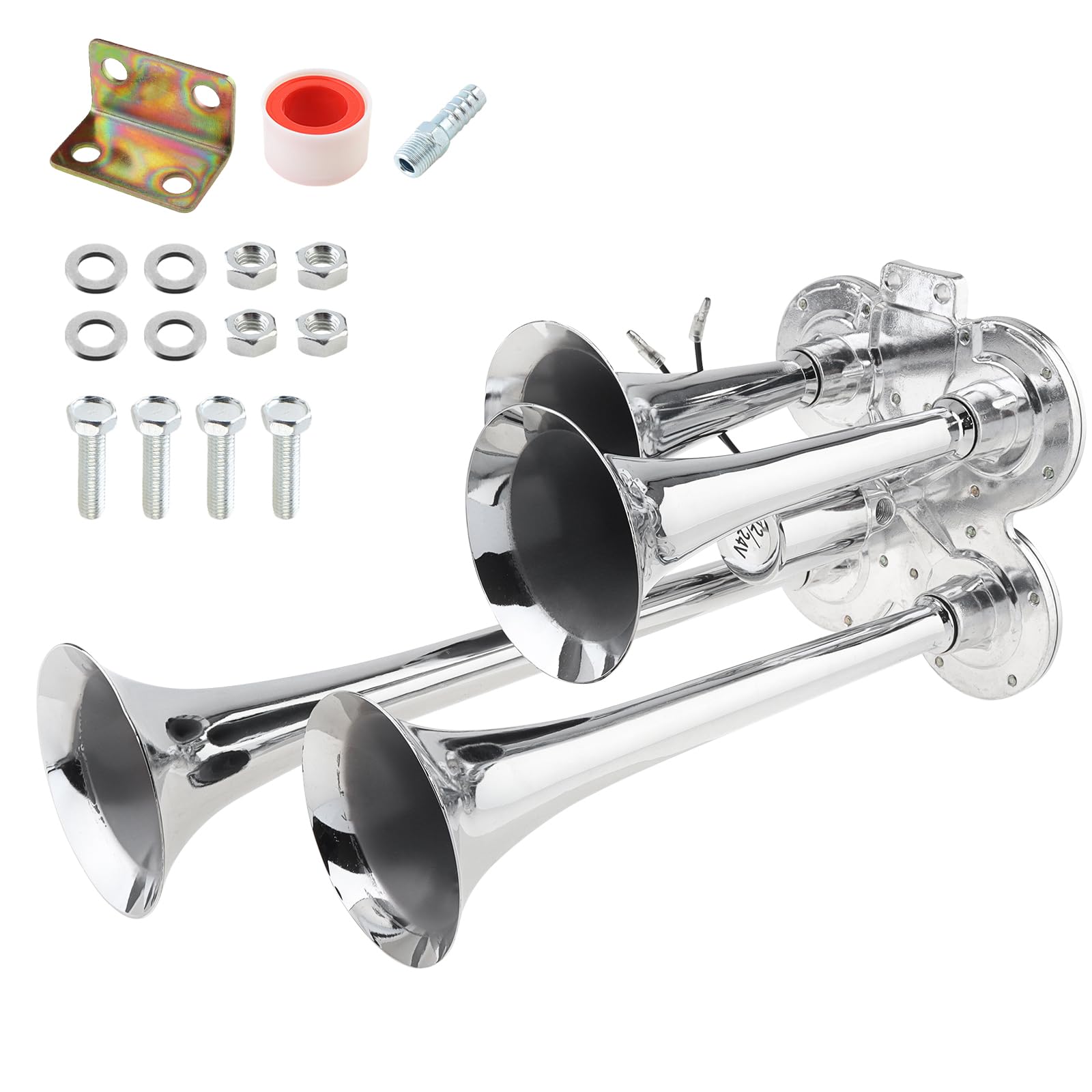 12V / 24V 150dB Super Loud Four Trumpet Air Horn for Car Vehicle Truck ...
