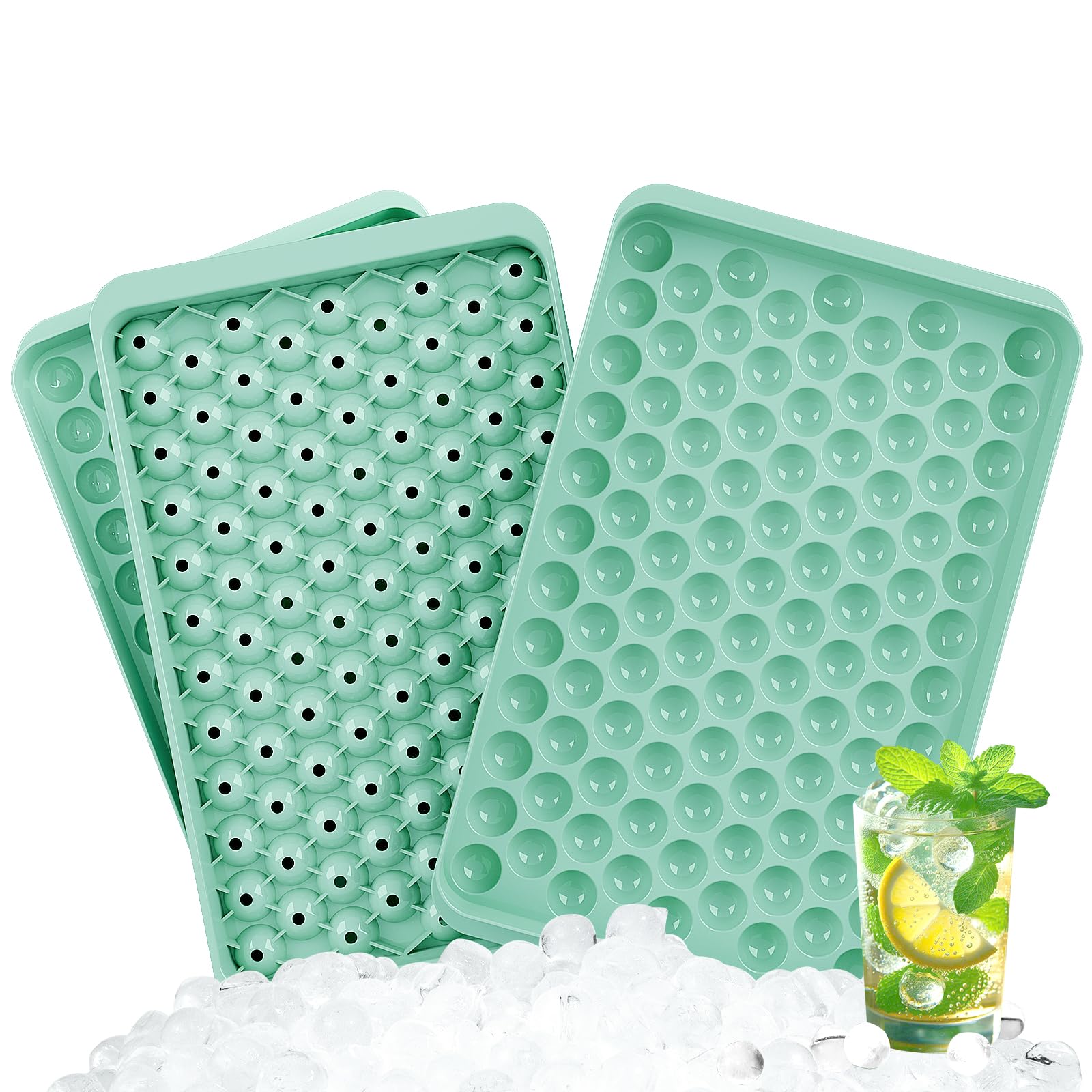 Ice Cube Tray 3 Pack – 312 PCS Round Ice Cube Trays with Lids, Ice Cube ...