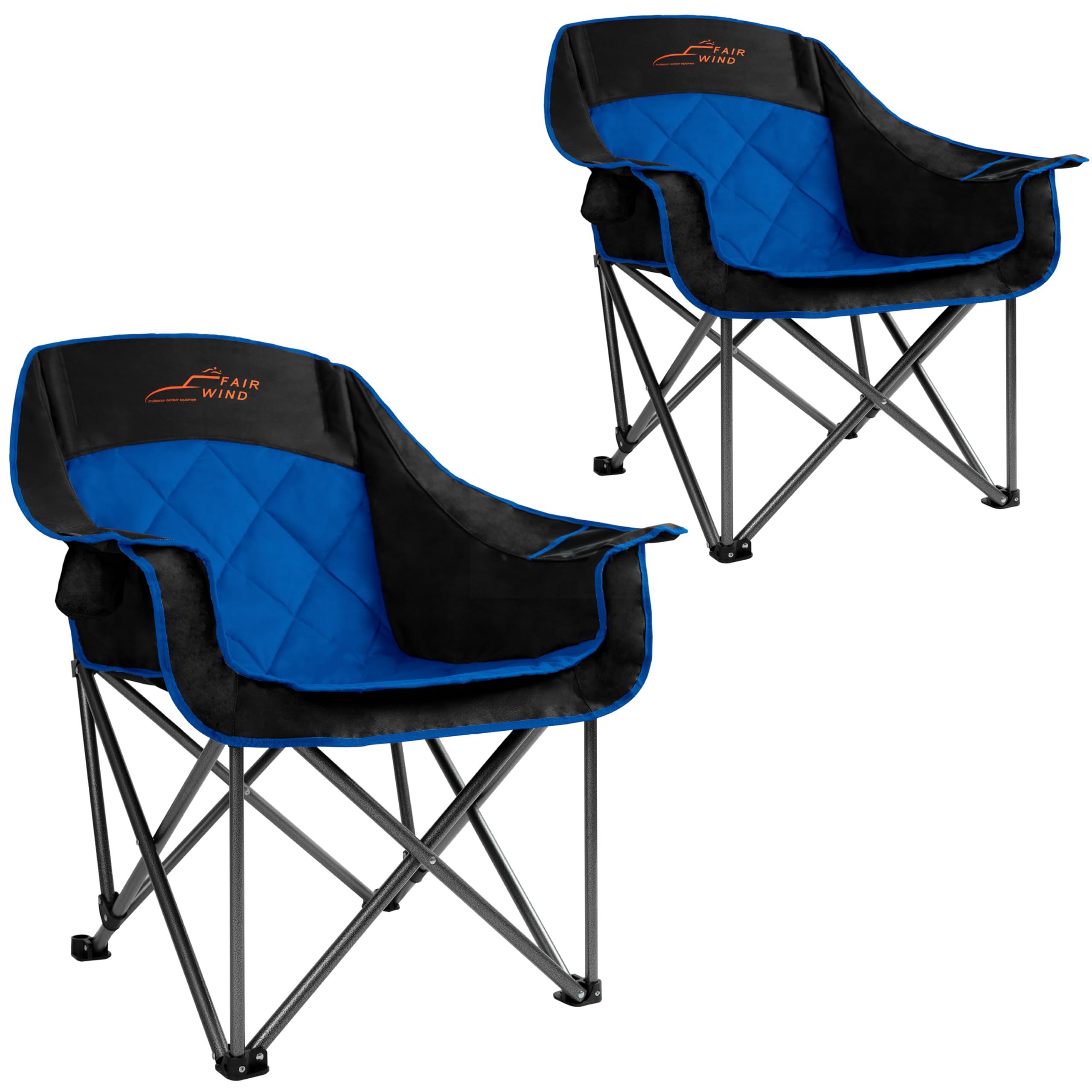 FAIR WIND Oversized Padded Camping Chair Heavy Duty Quad Fold Arm Chair ...