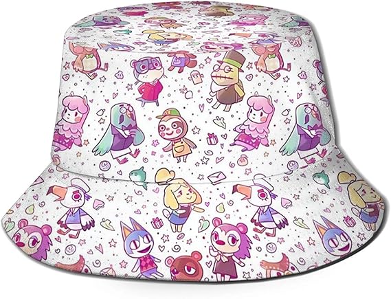 Animal Crossing Pattern Unisex Bucket Hat Fisherman Hat Packable Casual ...