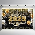 Amazon.com : AIBIIN 7x5ft Class of 2025 Party Backdrop, Black and Gold ...