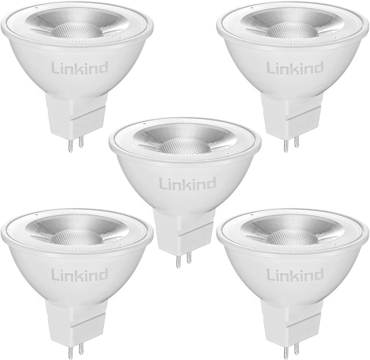 Linkind GU5.3 MR16 LED Bulbs, 12V AC/DC 5W(Equivalent to 50W) Bi-Pin Base Spotlight Bulb, 520LM ...