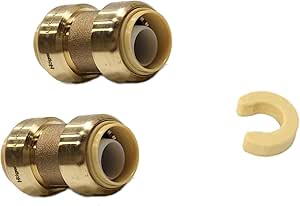 (Pack of 2) EFIELD 1 Inch Straight Coupling Push-Fit Fitting to Connect Pex, Copper, CPVC with a ...