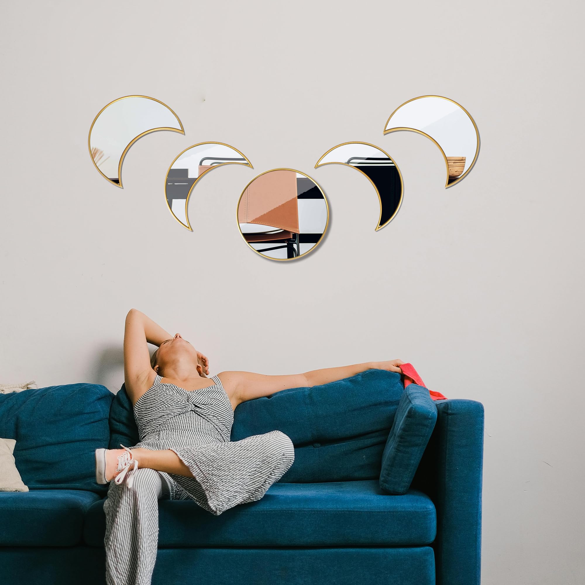 Coo-Drill Glass Moon Phase Mirror Set, Bohemian Wall Mirror, Never ...
