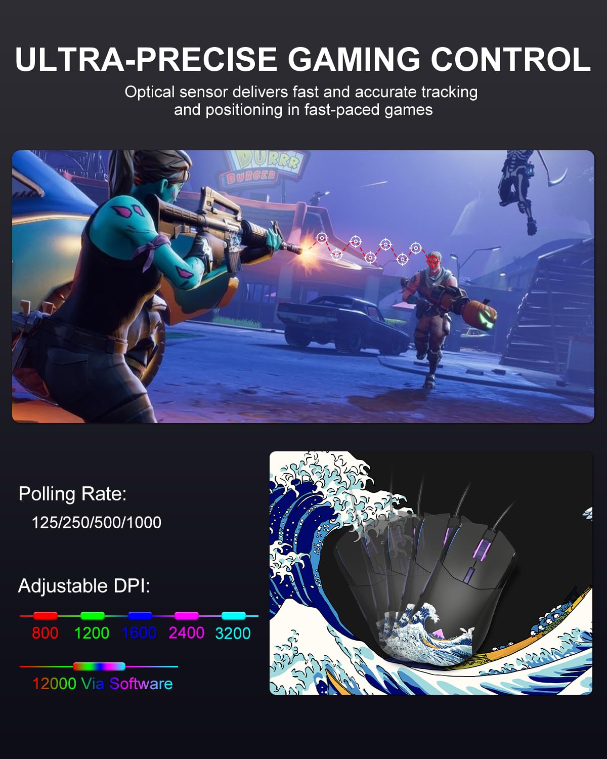 Mua COSTOM G705 Wired Gaming Mouse Black, RGB Backlit PC Gaming Mouse ...