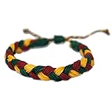 Amazon.com: Rasta plaided hippie bracelet leather cotton braided bob ...
