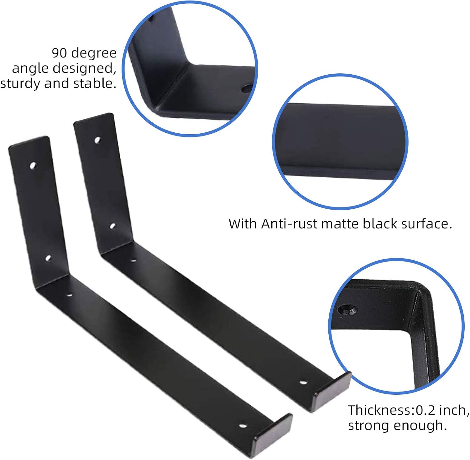 Black Shelf Bracket, 4 Pcs Heavy Duty Shelf Brackets Industrial Shelf ...
