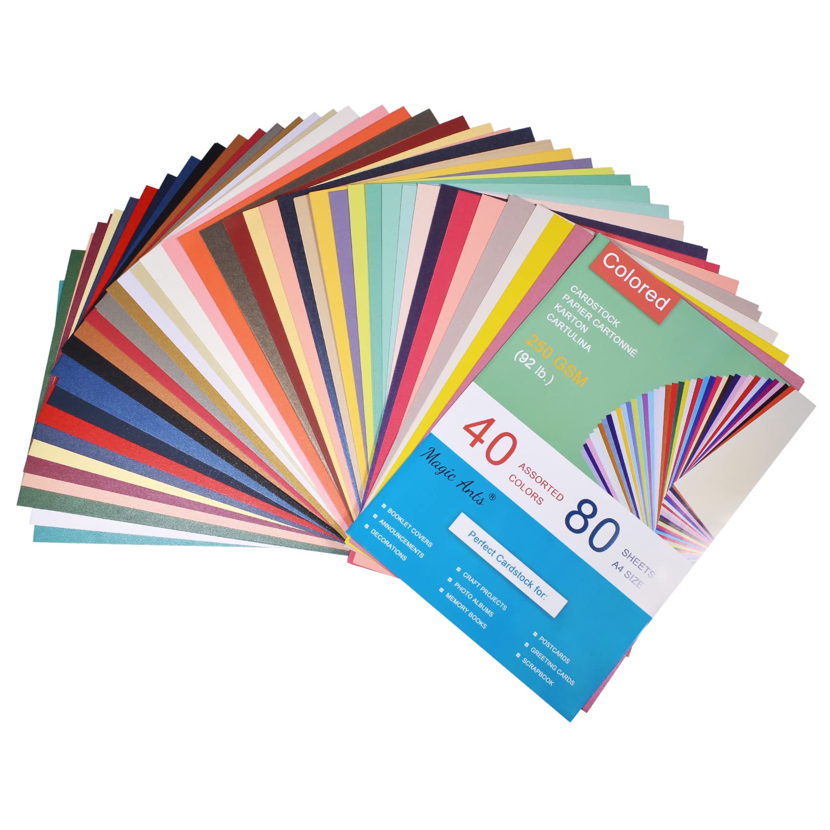 Magic Ants Colored Cardstock Paper, 80 Sheets 40 Colors, Double Sided ...