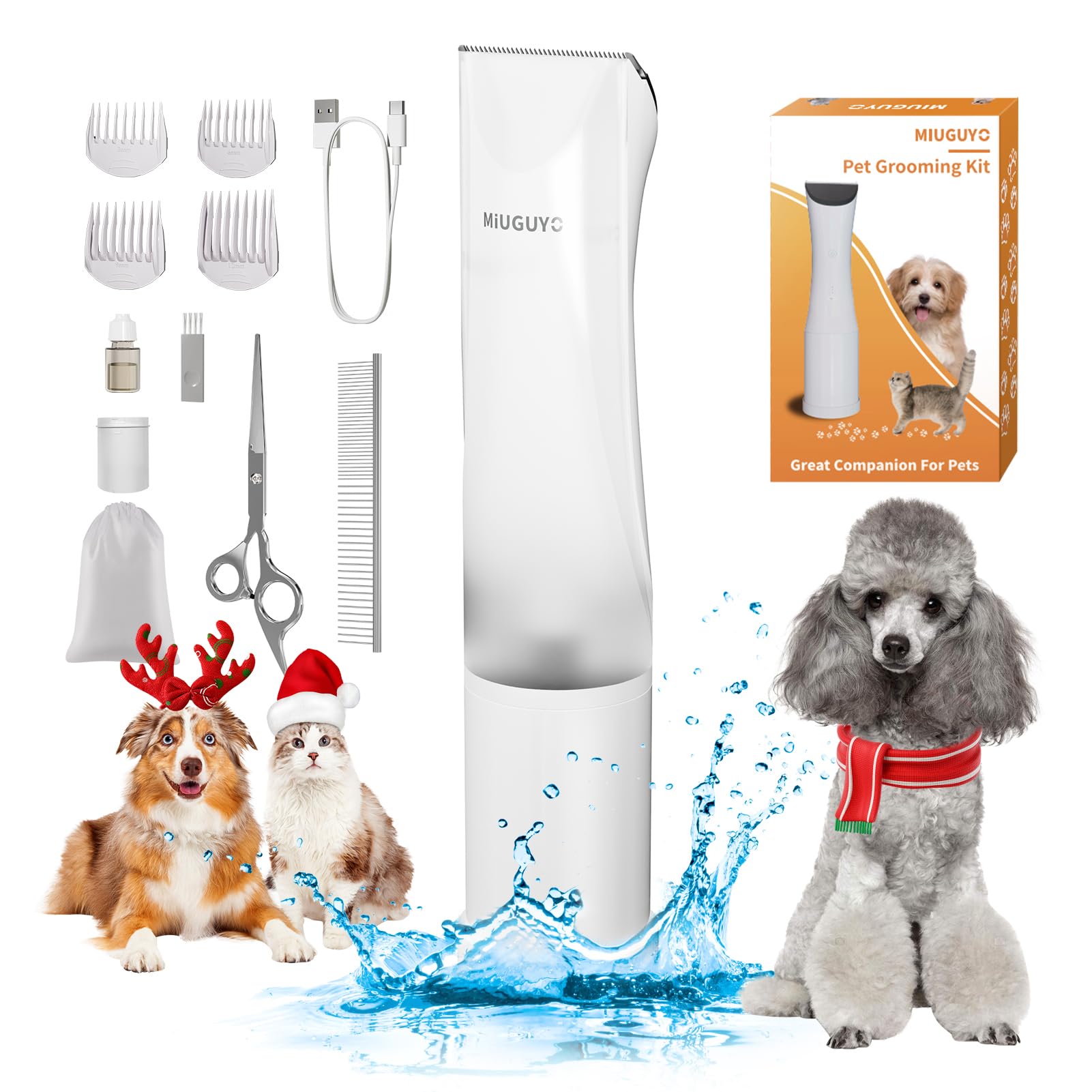 MIUGUYO 2-in-1 Dog Clipper & Dog Hair Vacuum Low Noise Rechargeable ...