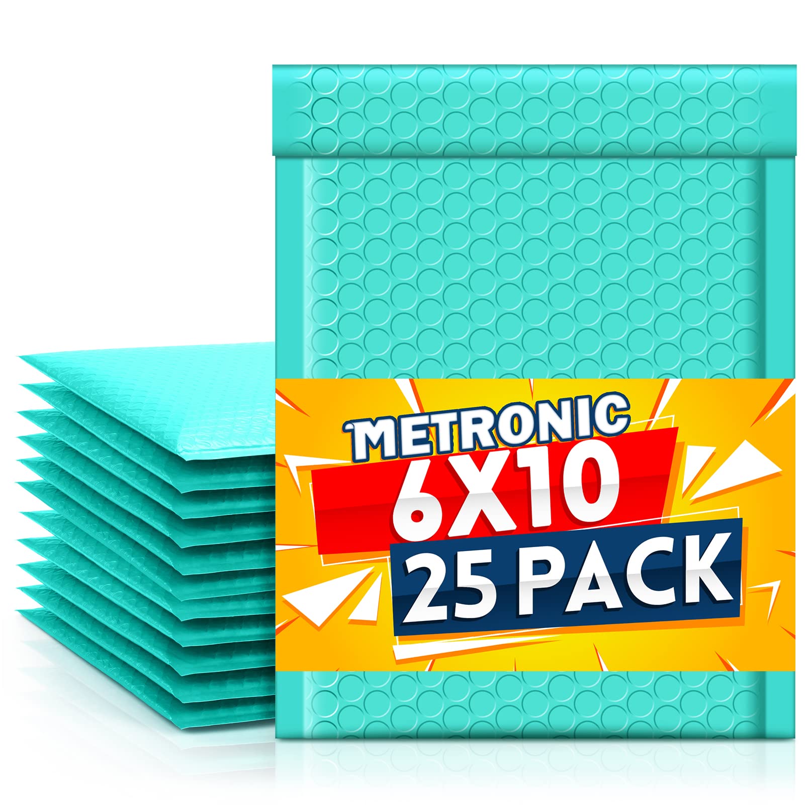 Metronic Bubble Mailer 6x10 Inch 25 Pack Usable Size 6x9" Teal Padded ...