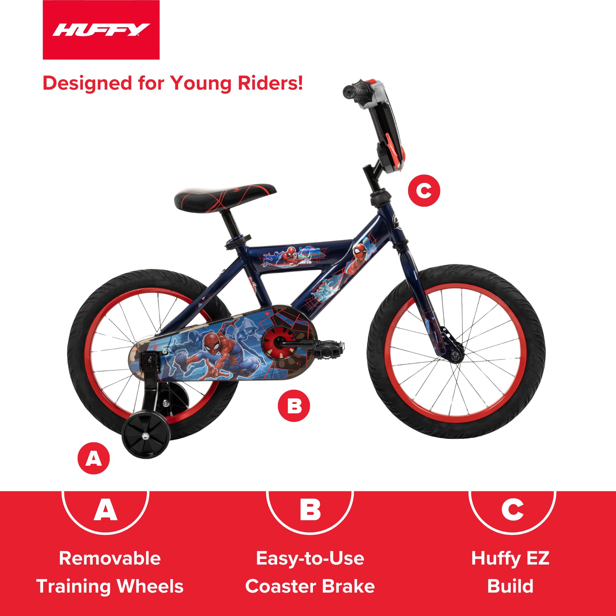 Huffy Marvel Spiderman 16 Inch Kid's Bike, Ideal For Ages 4-6 Years Old ...