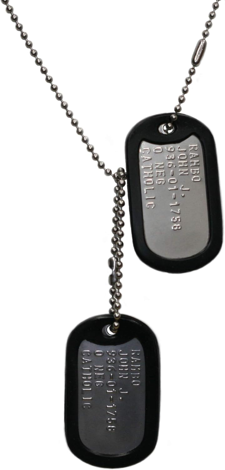 GRAPHOTYPE™ JOHN RAMBO STAINLESS STEEL DOG TAG SET – BigaMart
