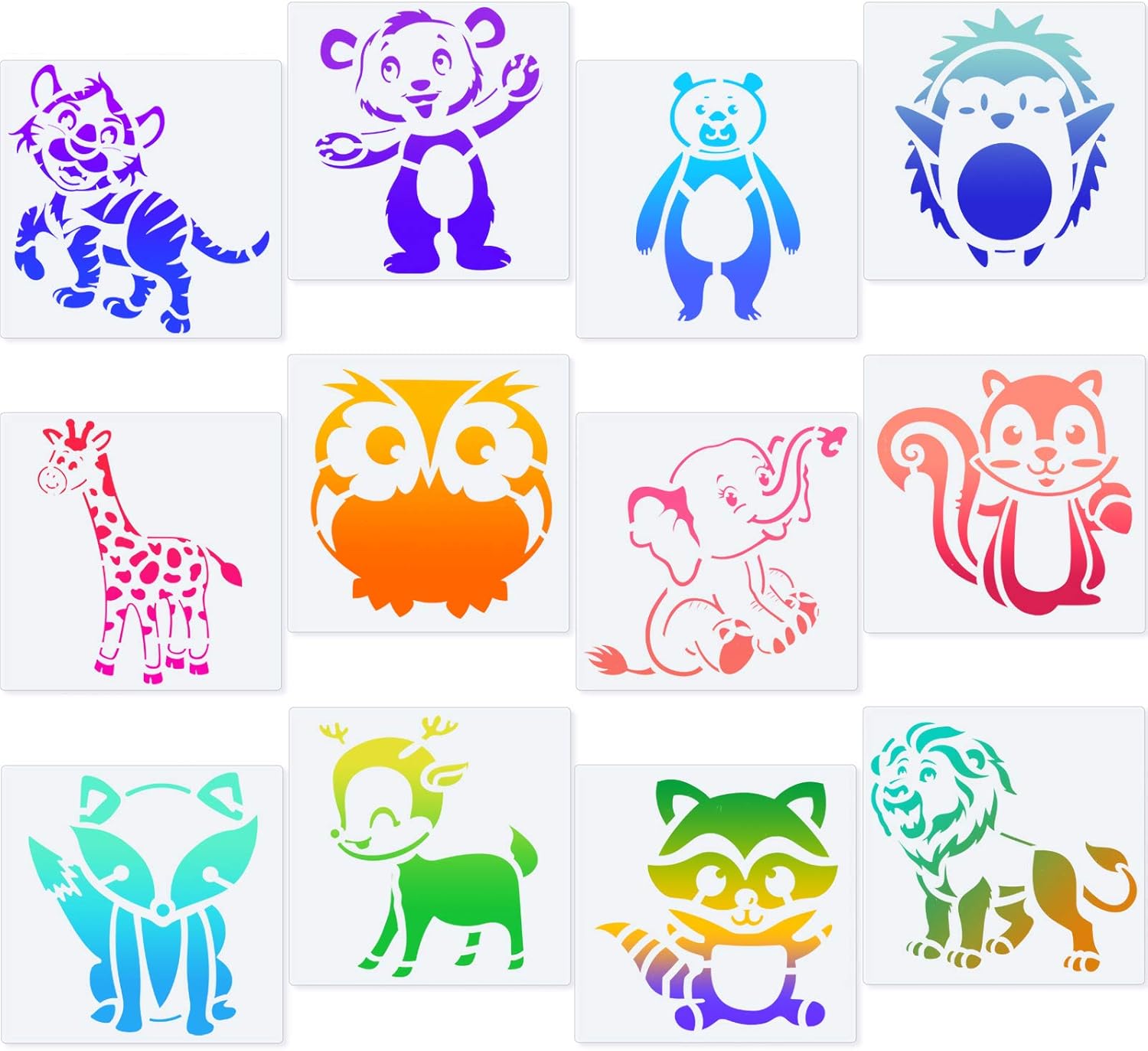 12 Pieces Animal Stencil Kit Drawing Animal Stencil Template Set ...