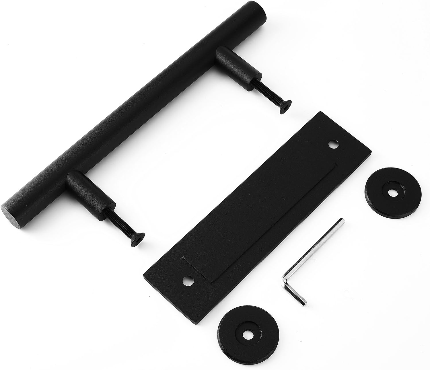 Black Stainless Steel Sliding Barn Door Handle Pull and Flush Set Two ...