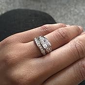 Amazon.com: MABELLA 925 Sterling Silver Cubic Zirconia Princess Cut Women's Wedding Engagement ...