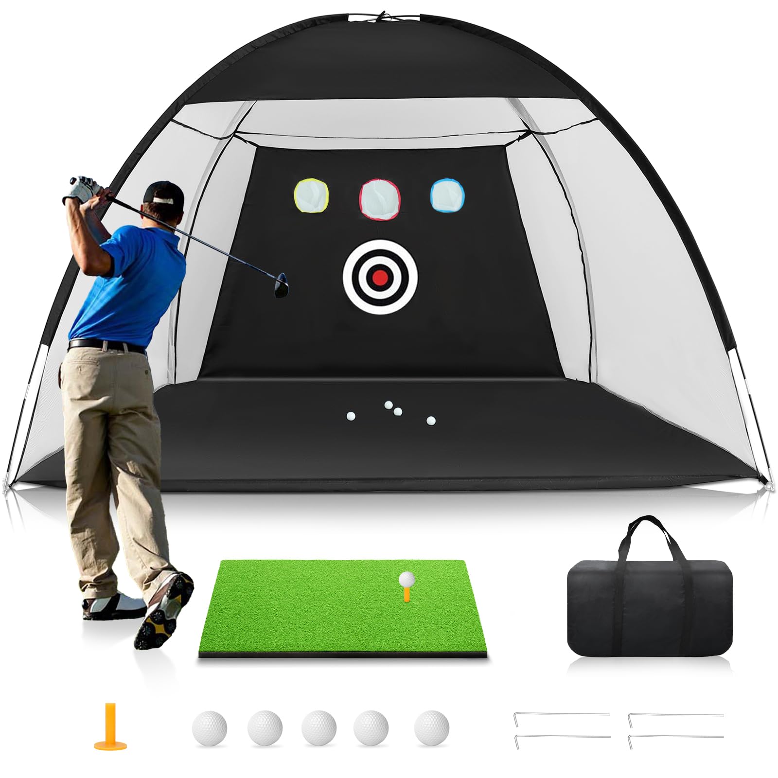 Golf Net: 10 x 7ft Golf Hitting Practice Net for Backyard Driving ...