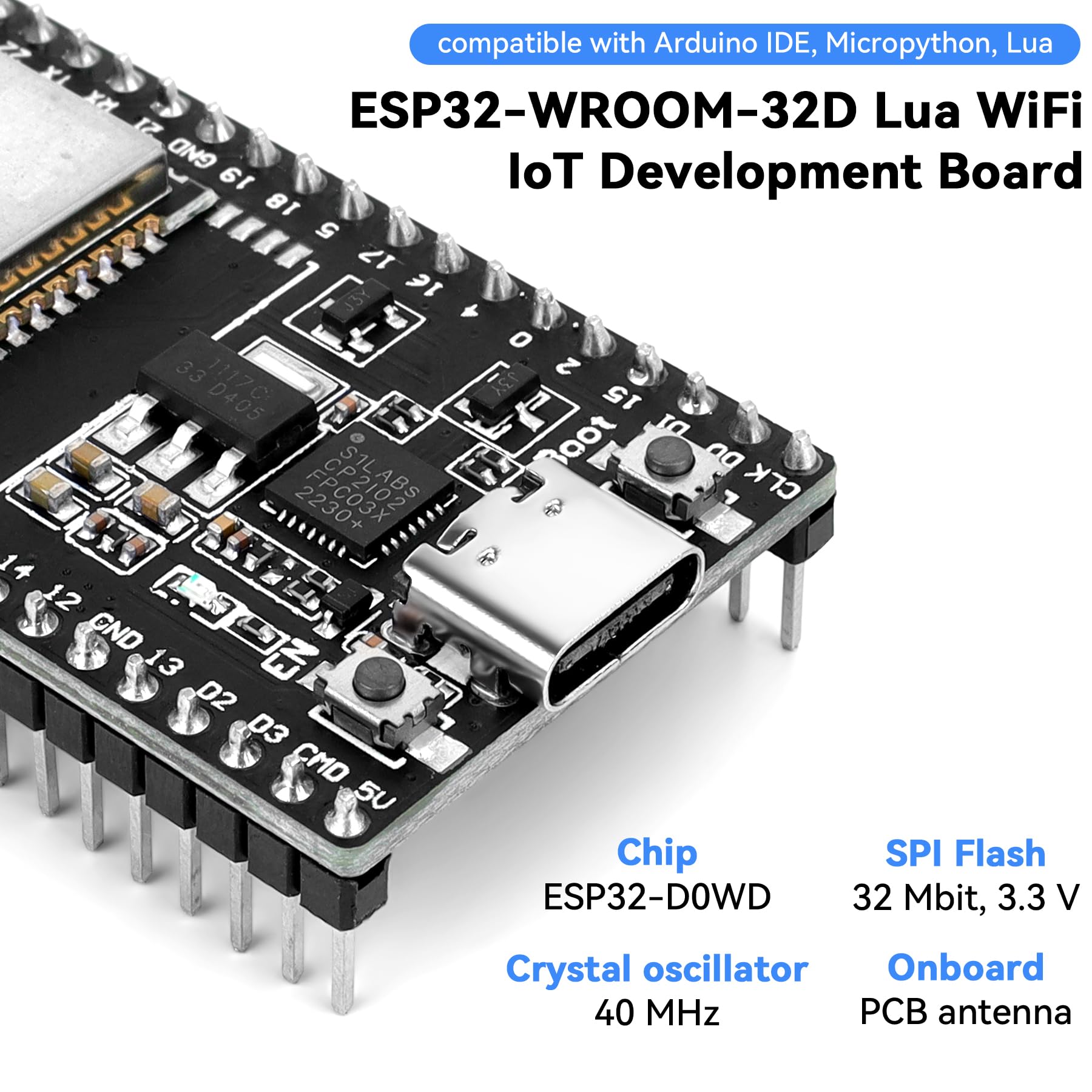 3PCS ESP32 ESP-32D ESP-WROOM-32 Development Board Kits, 38 Pin CP2012 ...