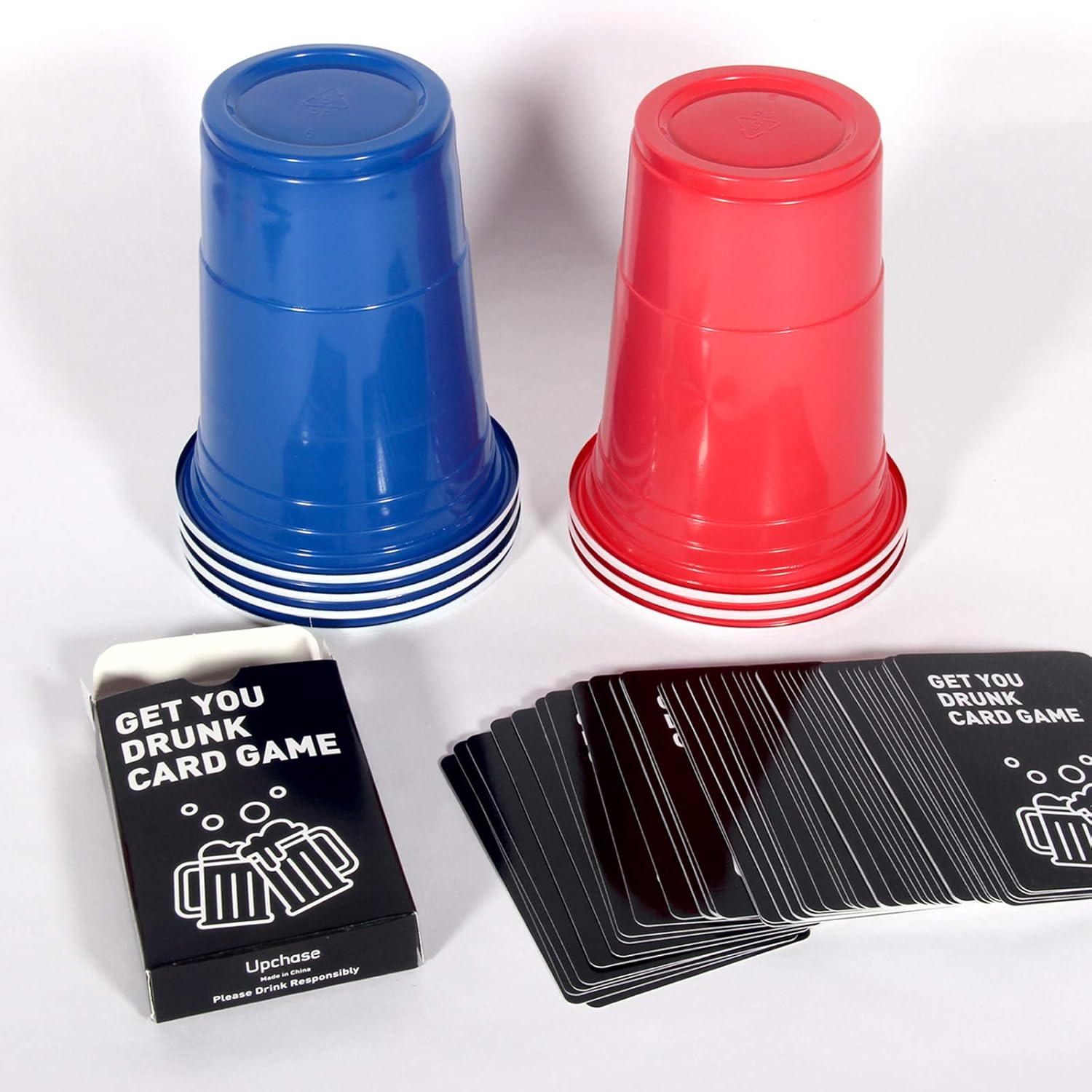 Upchase Beer Pong Cups Set, (with Game Cards) Party Cups, Drinking Cups ...