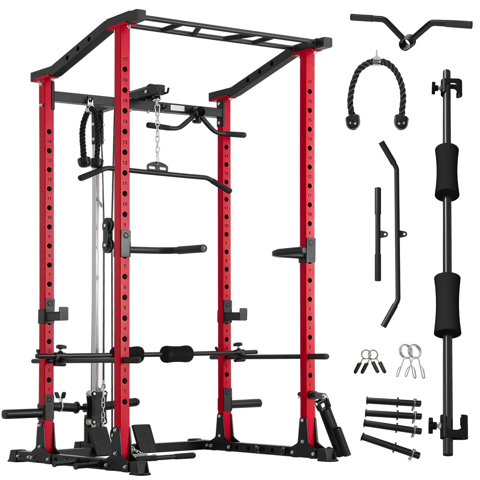 Mua ER KANG Power Cage, 1200LBS Power Rack with LAT Pulldown, Multi ...