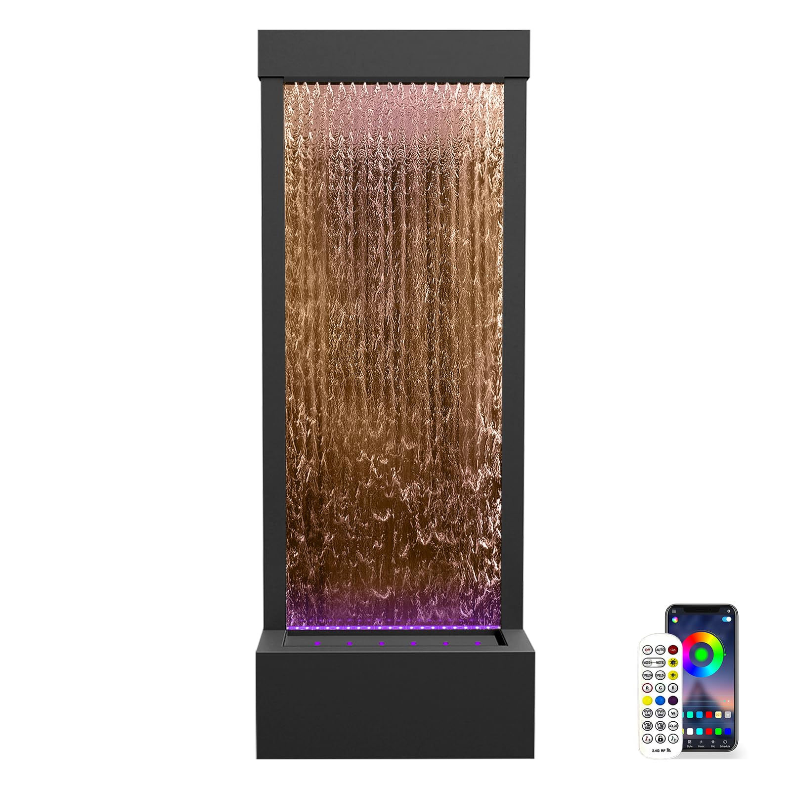 LONGRUN Indoor Water Fountain Mirror Waterfall Fountain with APP ...