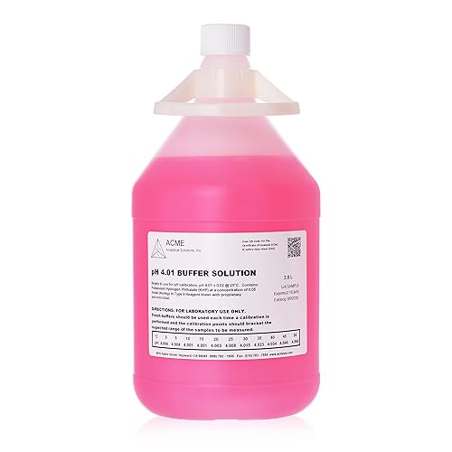 pH 4 Buffer Solution, Color Coded Red, pH Calibration Solution, 3.8 ...