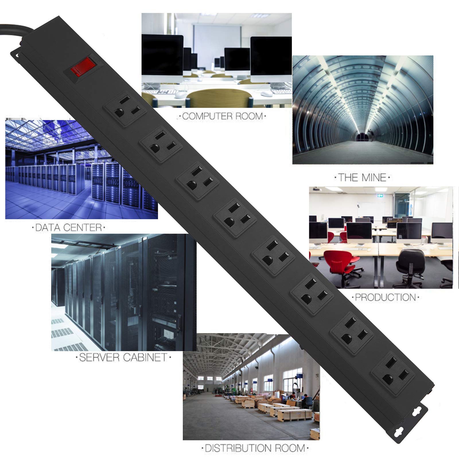 Mua 2Pack Metal 8 Outlet Mountable Power Strip, Wall Mount Outlet Heavy ...