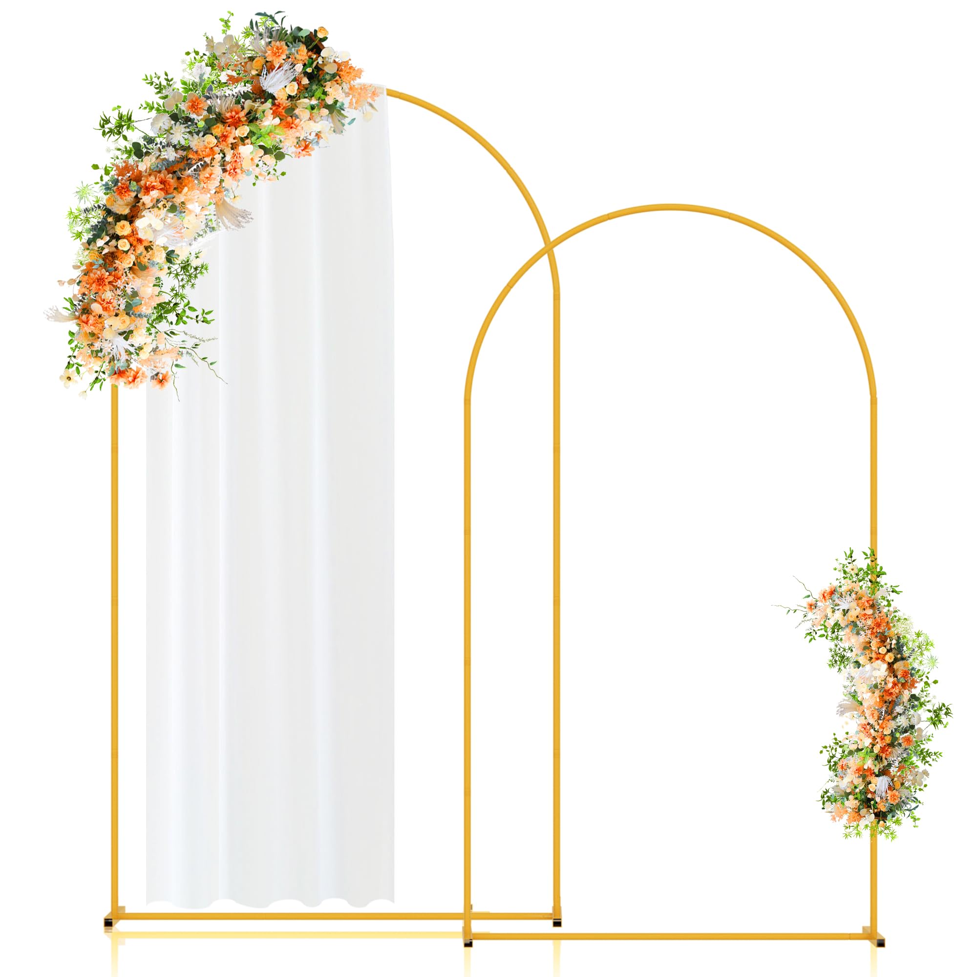 GATKITOM 7.2FT+6.6FT Metal Arch Backdrop Stand, Gold Wedding Arch Stand ...