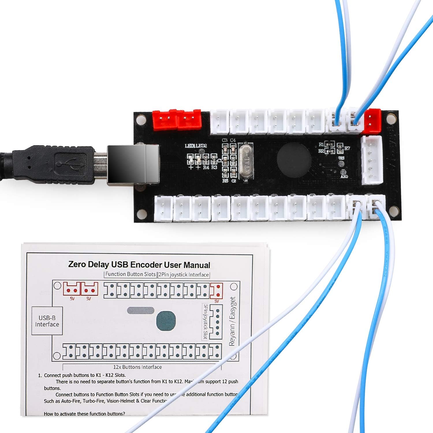 Reyann Zero Delay Arcade USB Encoder PC to Joystick For MAME & Raspberry Pi Retropie Projects ...