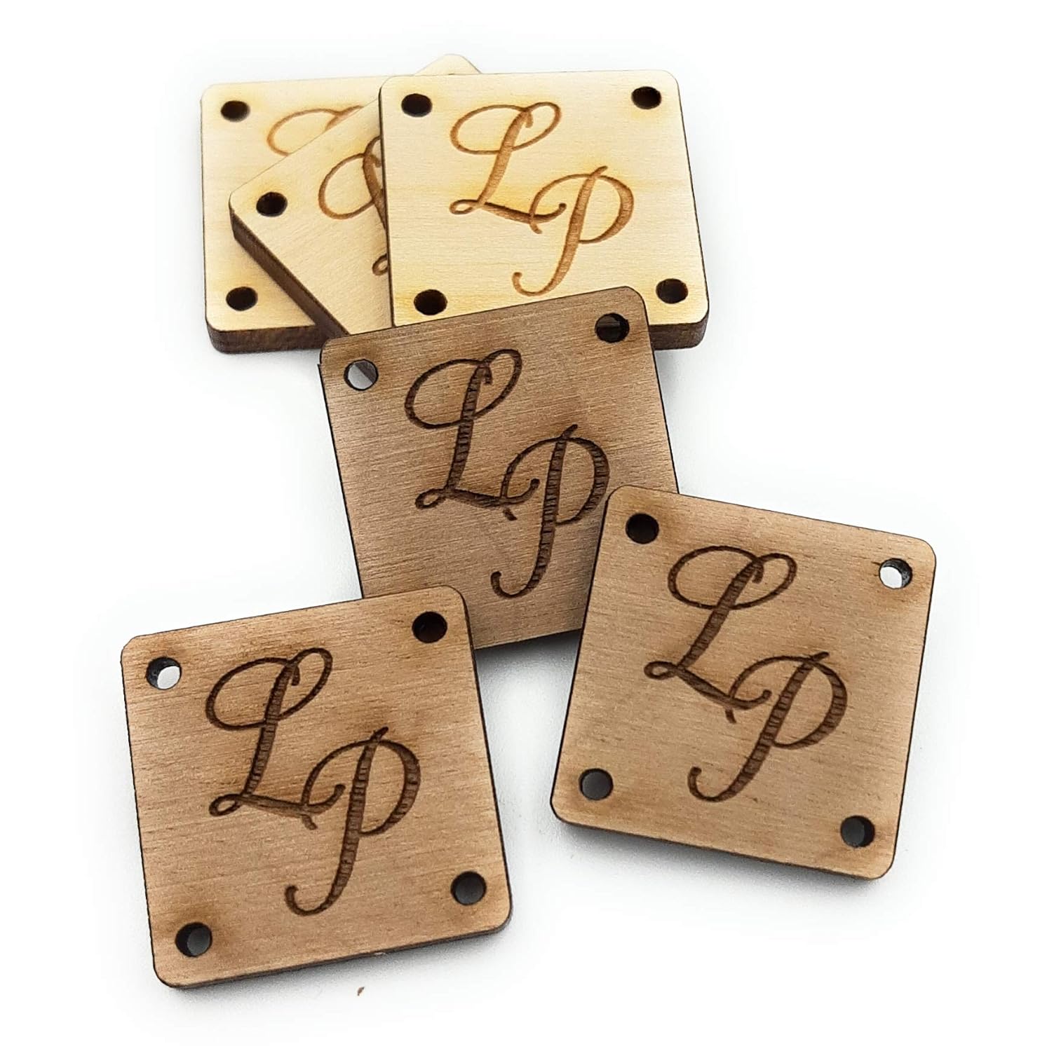 Custom wooden logo labels, engraved solid wood label tags, sew on ...