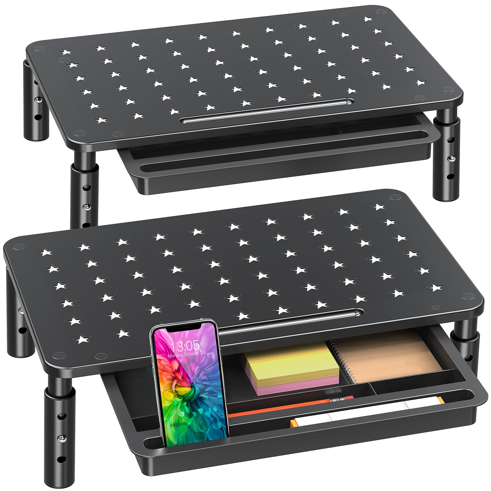 Zimilar 2 Pack Monitor Stand Riser with Drawer - 3 Height Adjustable ...