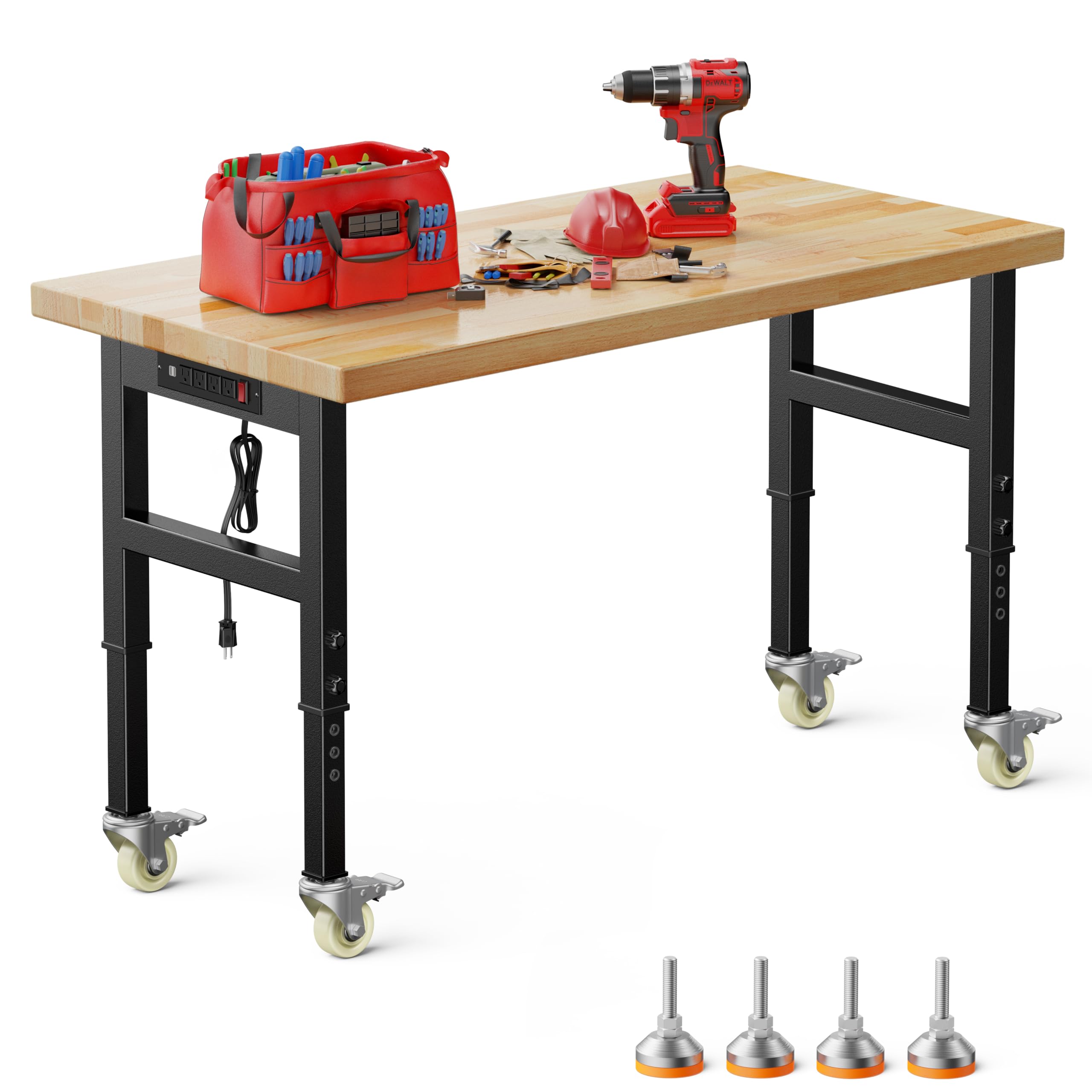 48" Adjustable Work Bench,Heavy Duty Garage Work Bench Table,Hardwood ...
