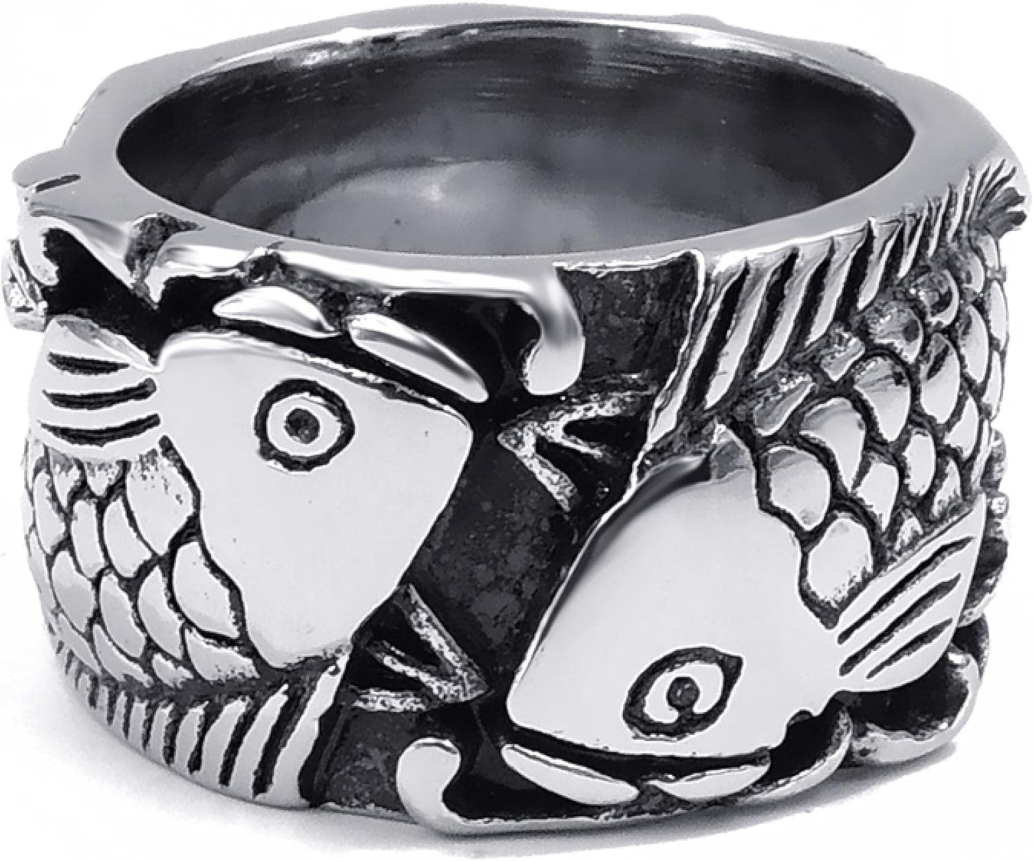 Anillo de acero inoxidable para mujer de 14 mm, anillo de pescado ...