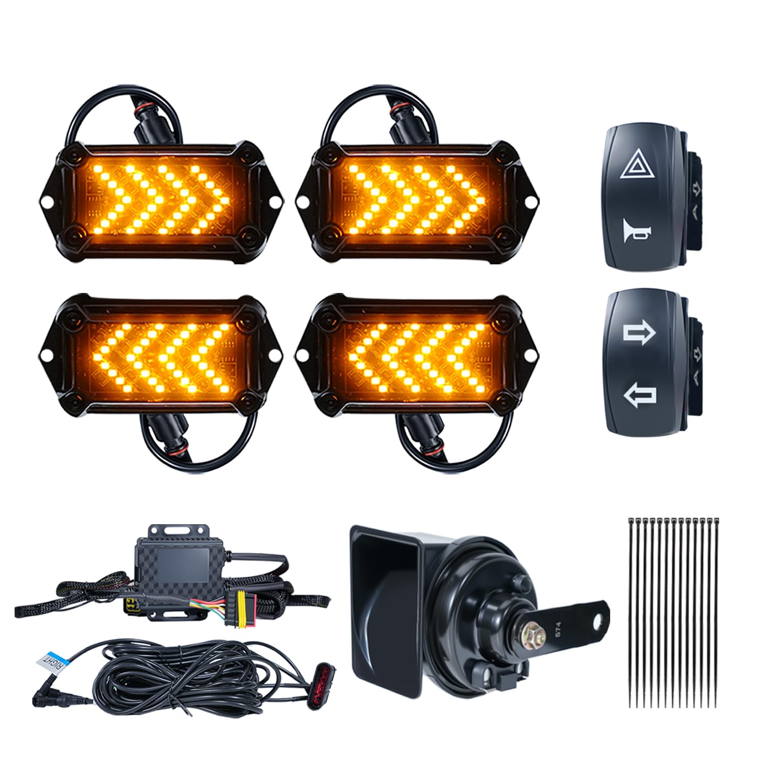 Bystralx Utv Turn Signal Kit With 110db Horn Pre Wired Plug And Play